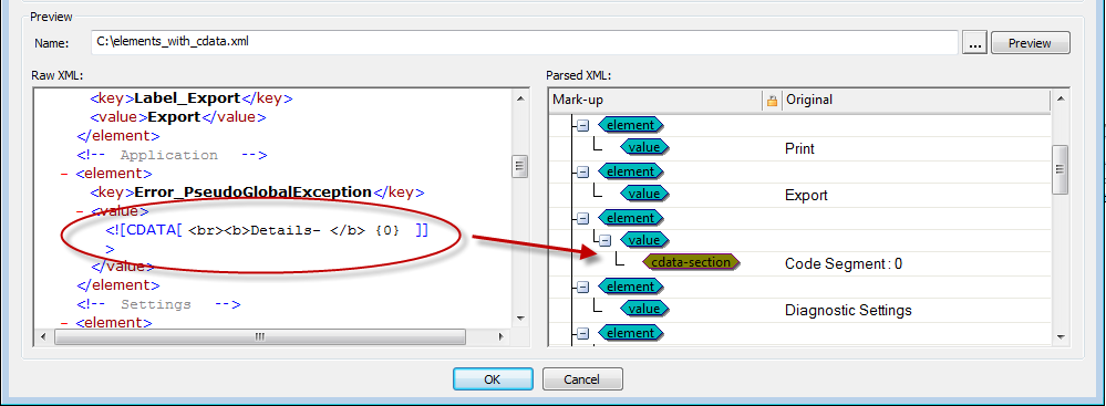 Parsing CDATA Sections In An XML File