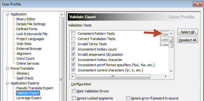 User Defined Validation Tests