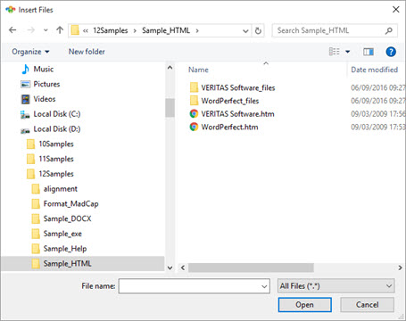Inserting Files into a Project TTK